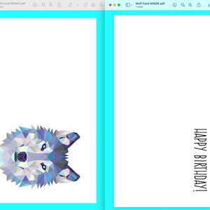 Editable & Printable Wolf Card, Polygon, Wolf Face, Triangle Wolf ...