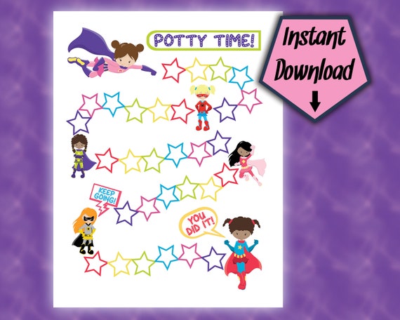 Super Hero Potty Chart for Girls Instant Download Sticker - Etsy Canada
