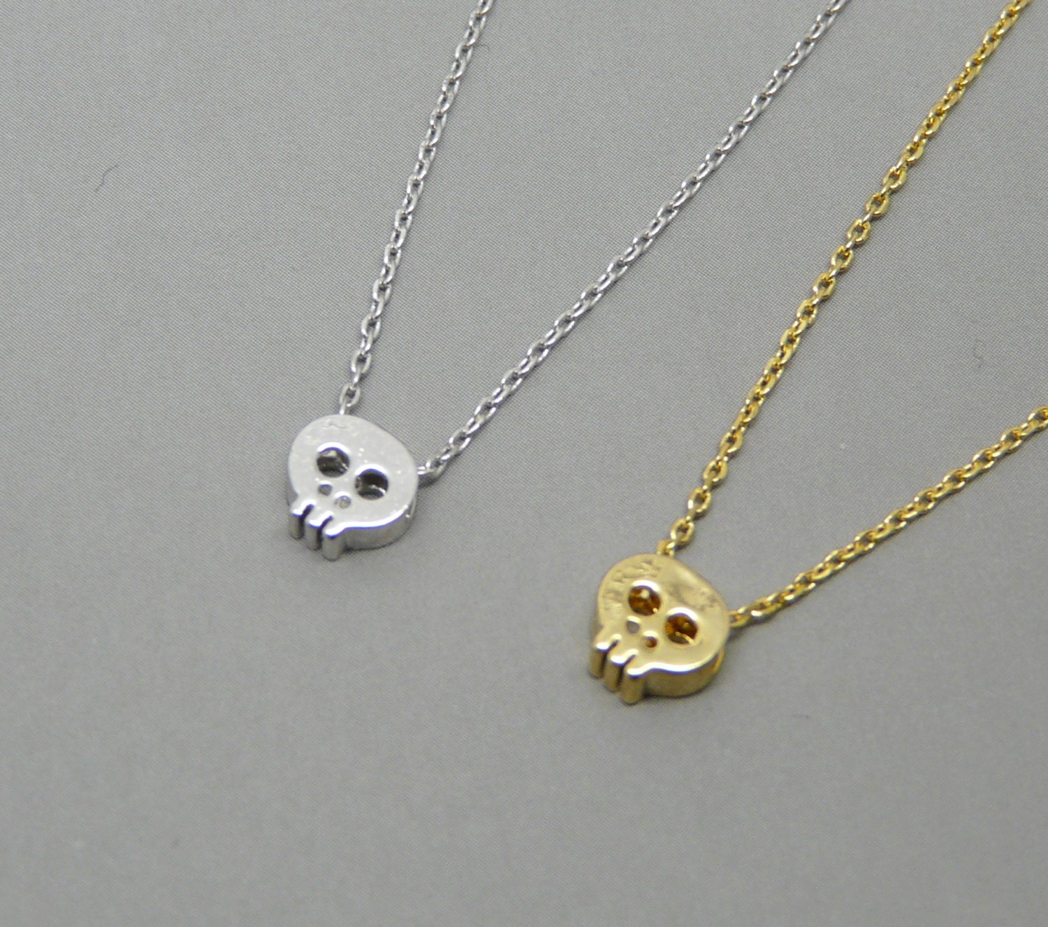 Skull Necklace Tiny Skull Necklace Skull Charm Skull - Etsy