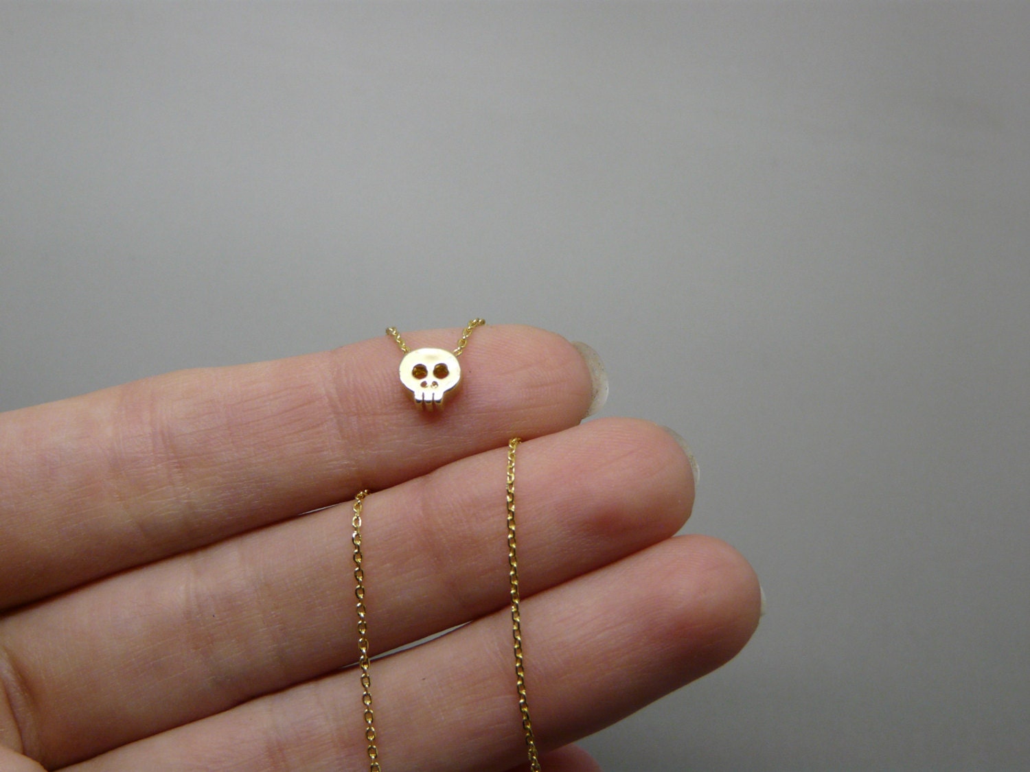 Skull Necklace Tiny Skull Necklace Skull Charm Skull - Etsy