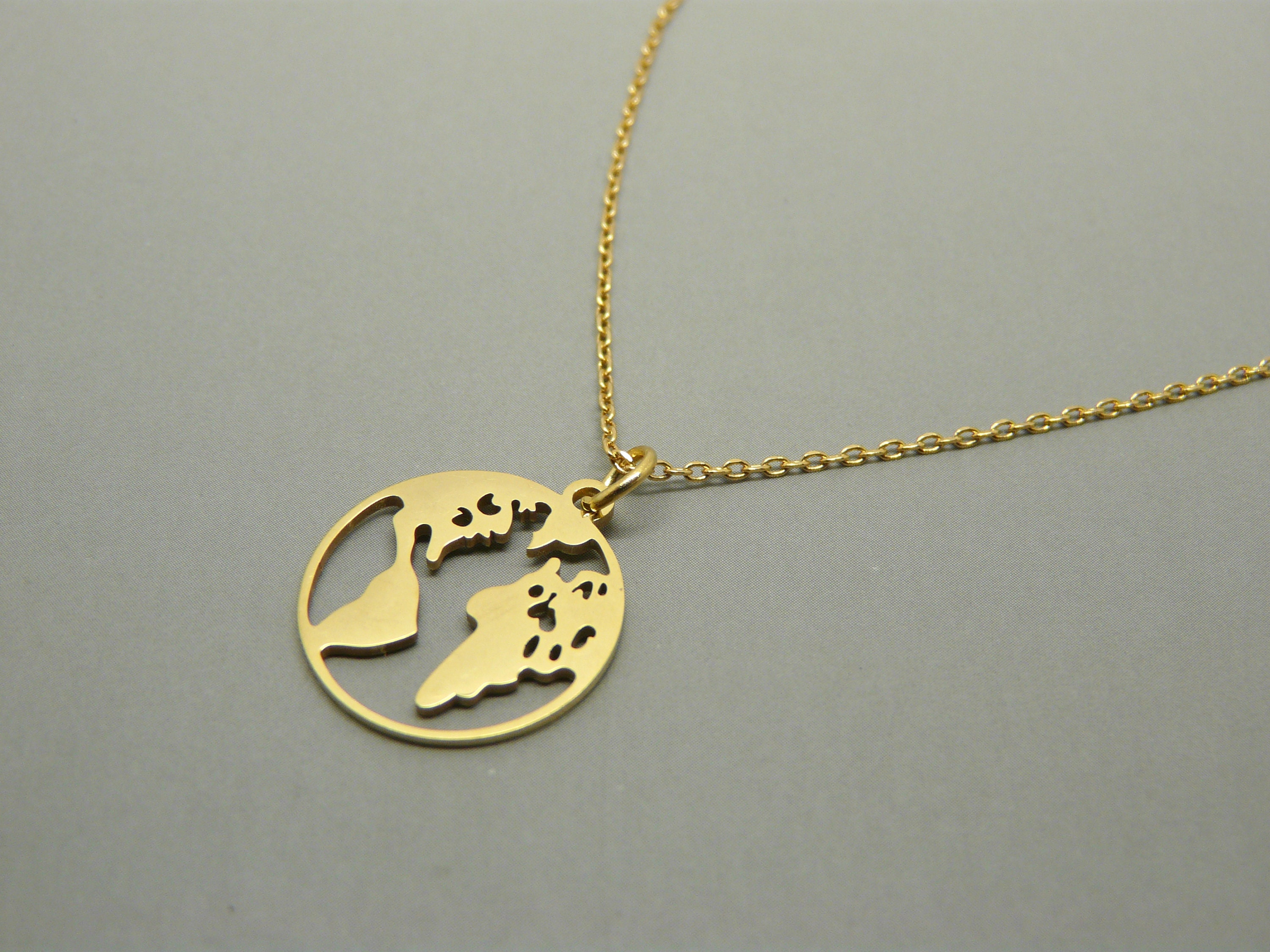 World Map Necklace Gold Map Necklace Travel Charm World - Etsy