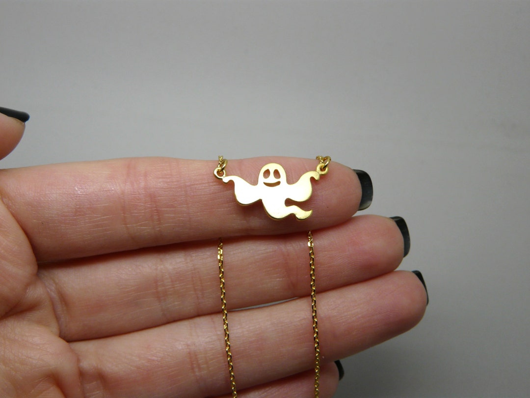 Ghost Necklace, Spooky Jewelry, Halloween Necklace, Ghost Charm, Kids ...