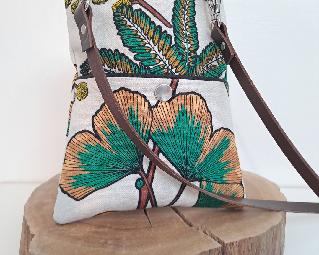 Leather Shoulder Phone Pouch Ginkgo Smartphone Case Small Women's ...