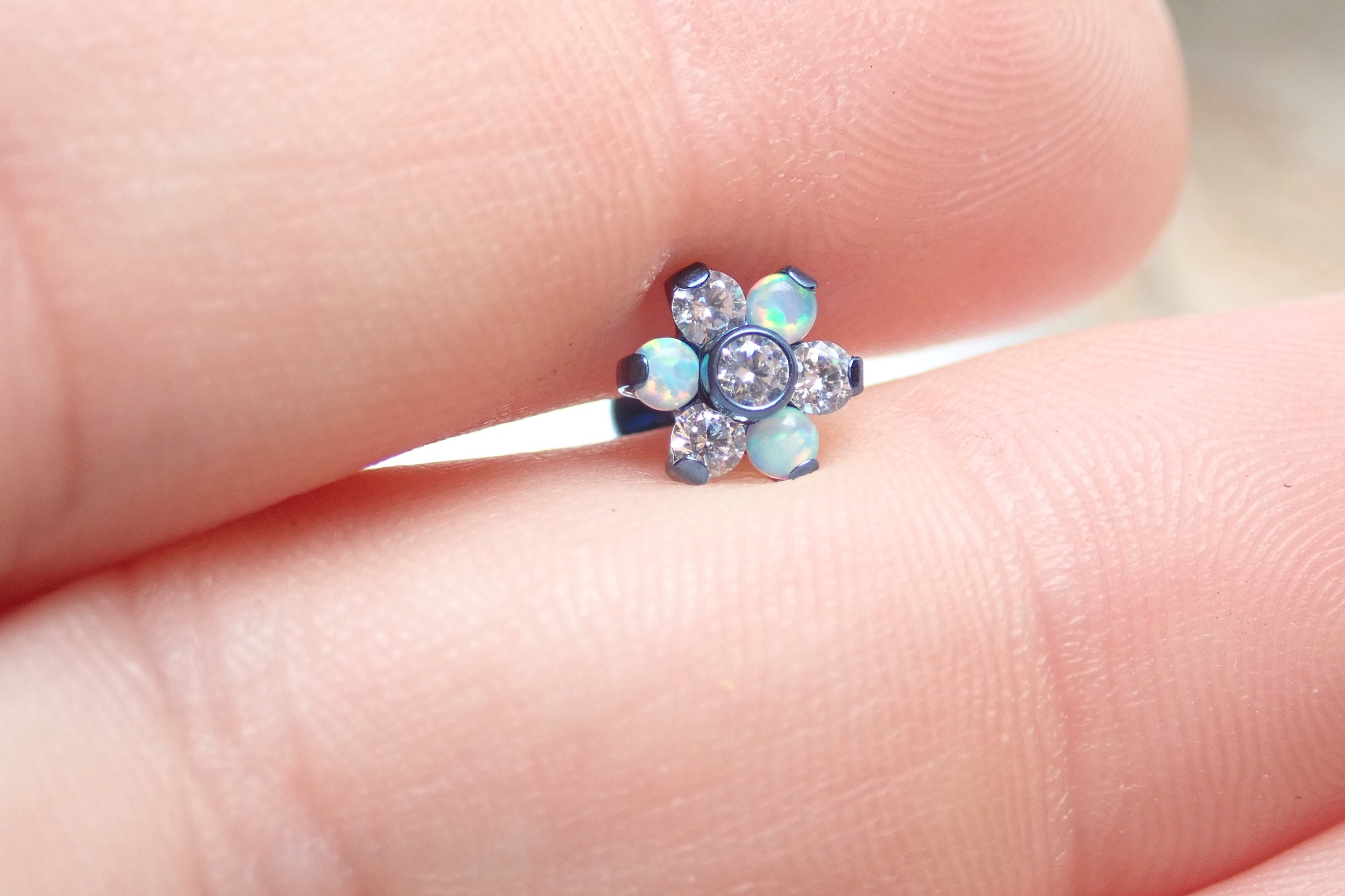 Implant Titanium Flower Opal and Swarovski Flower Internally - Etsy