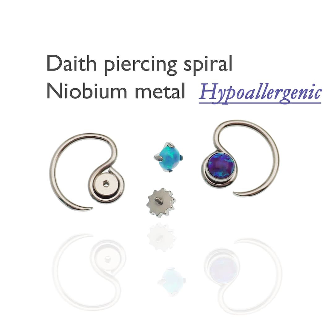 Niobium Spiral Daith Piercing, Hypoallergenic, Add Any 16g Top to ...