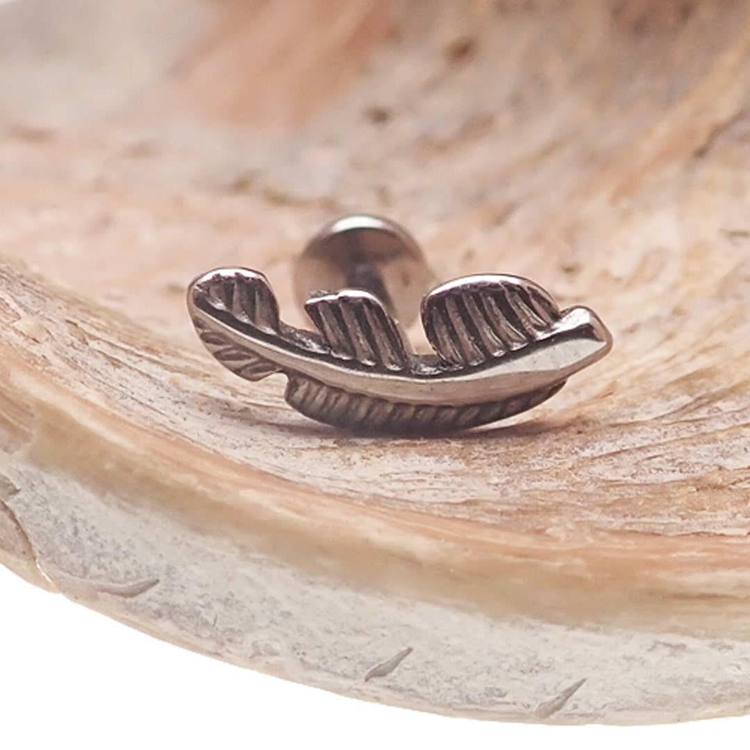 Feather Implant Titanium Flatback Piercing 18g, 16g, 14g - Etsy
