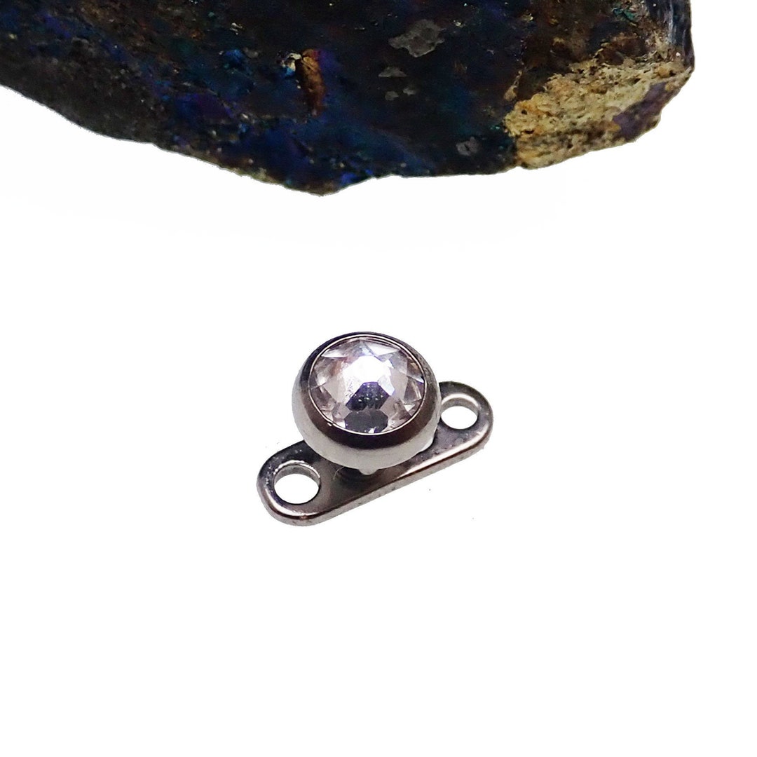 14g ASTM F136 Titanium Dermal Anchor With CZ Crystal Top - Etsy