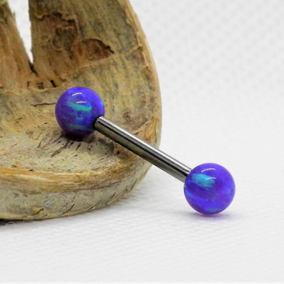 Mermaid Purple Opal Ball Internally Threaded Implant Titanium Nipple Bars 14g 12g Etsy