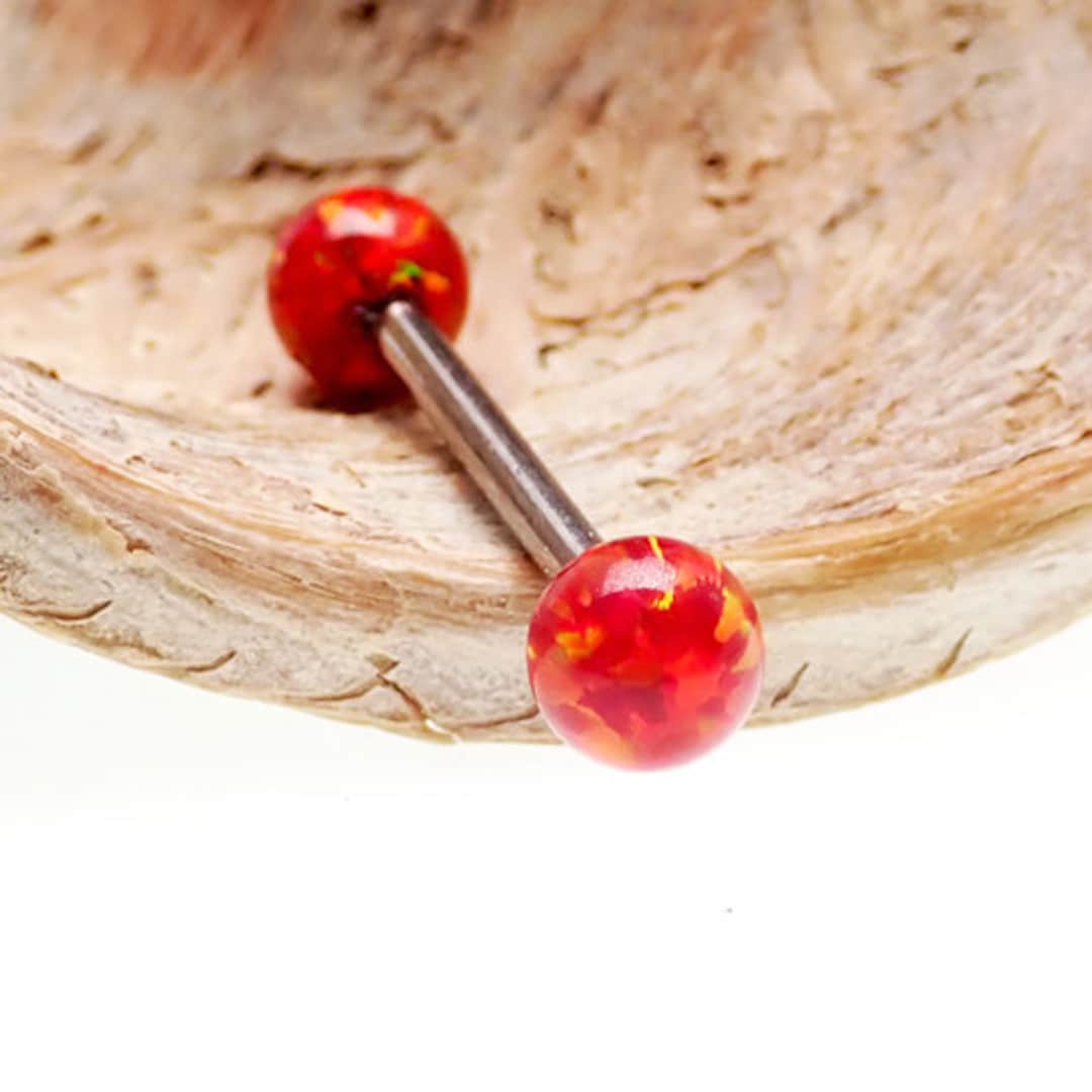 Flame Red Opal Ball Internally Threaded Implant Titanium Nipple Bars ...