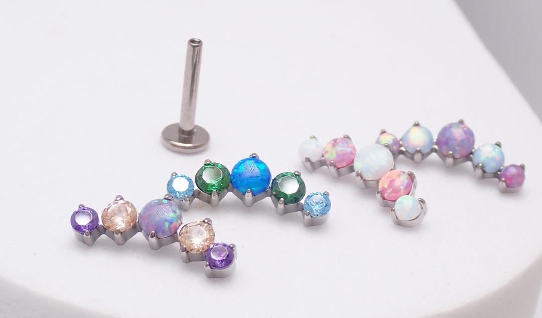 Helix /cartilage Cluster Implant Titanium Flatback Piercing 18g, 16g ...