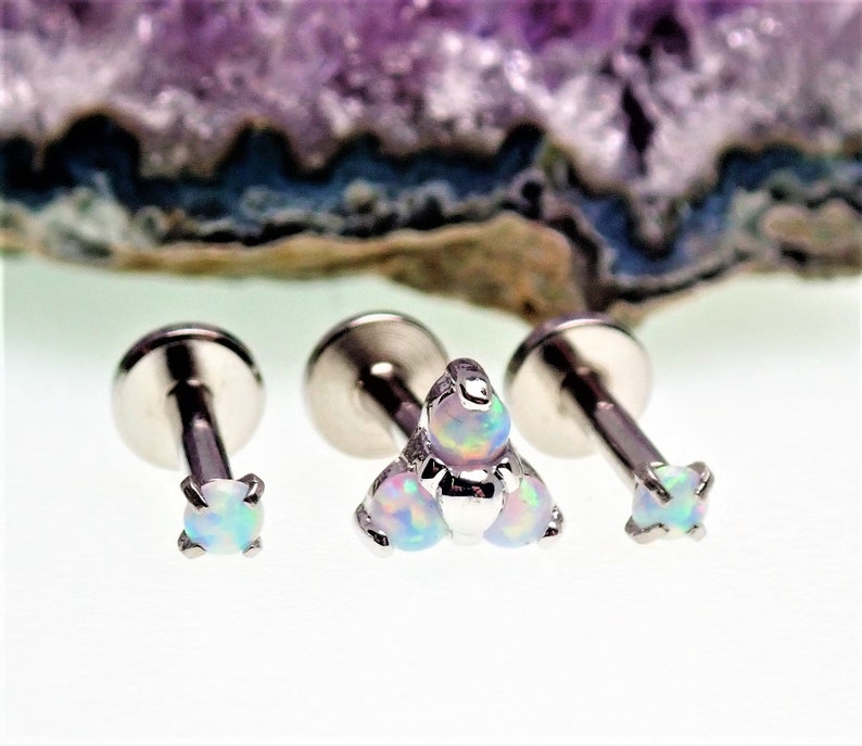 16g opal flower triple forward helix tragus cartilage | Etsy