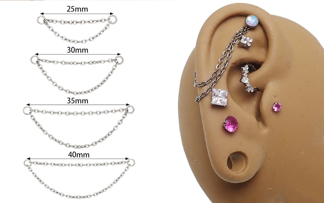 TITANIUM Ear,nose Chain, Nostril Chain, Nasalang, Add on Piercing Chain ...