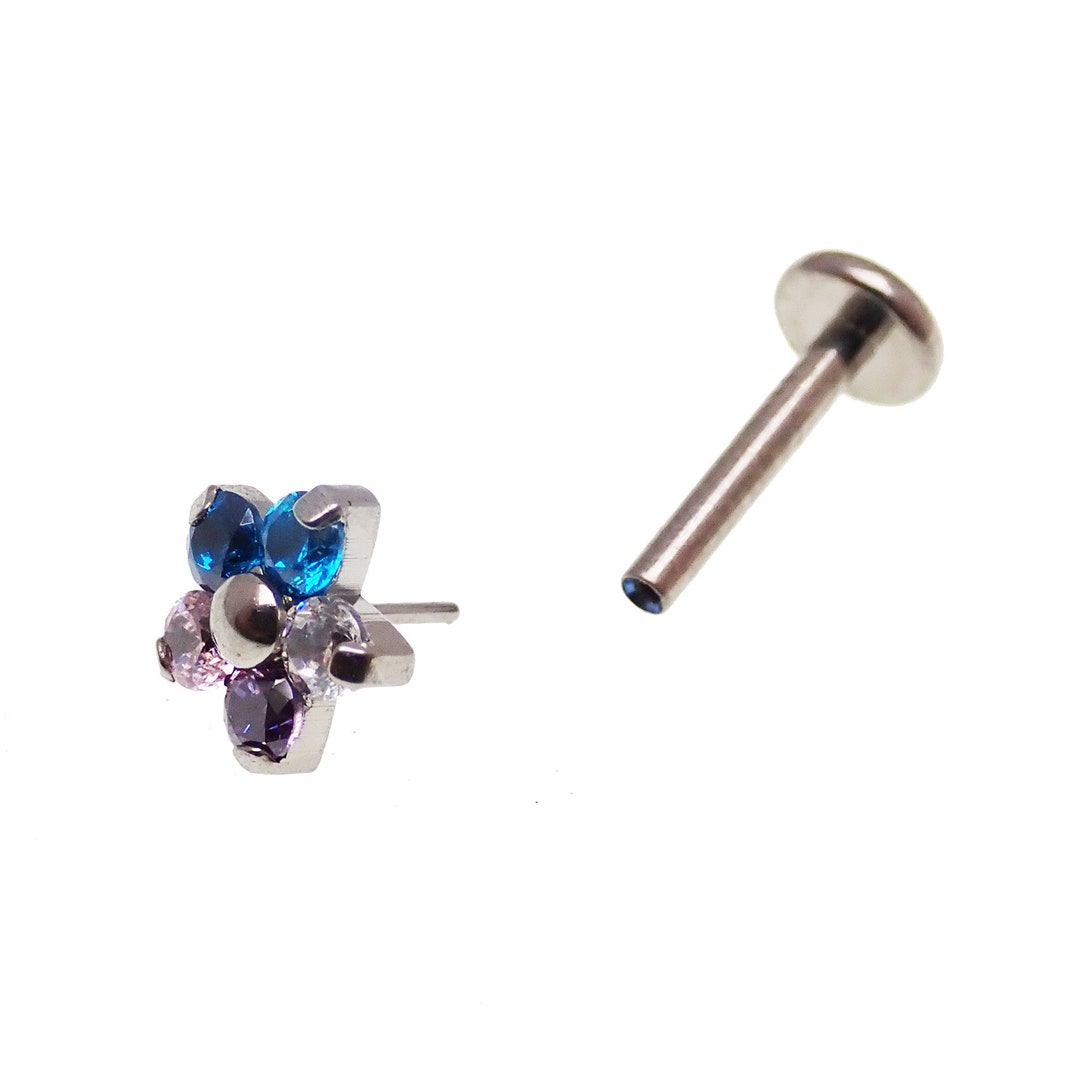 Titanium Flower Flatback, Threadless Push-fit Labret, Helix Conch ...