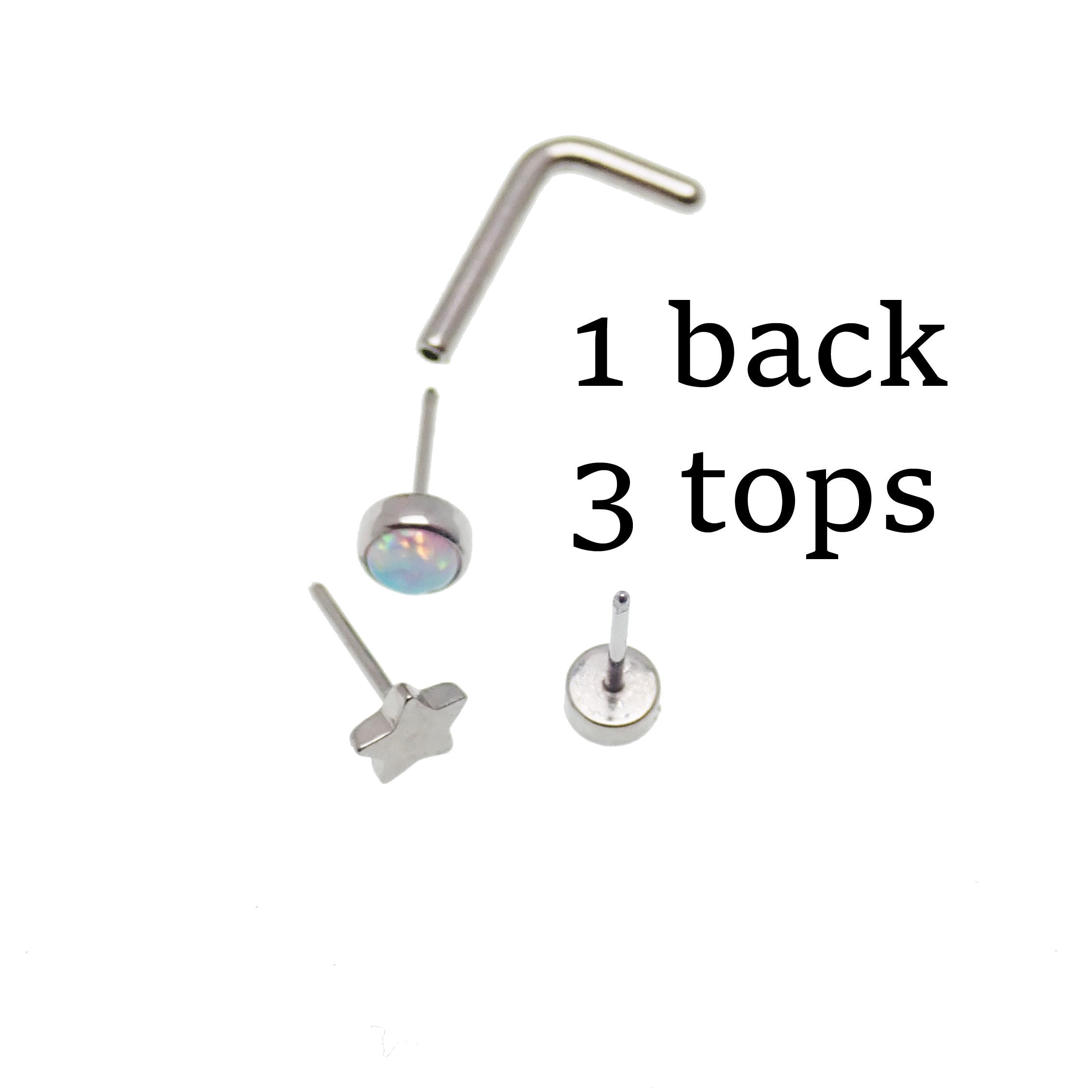 Implant Titanium Push in Threadless Nose Set ,L Bend Nose Stud ...