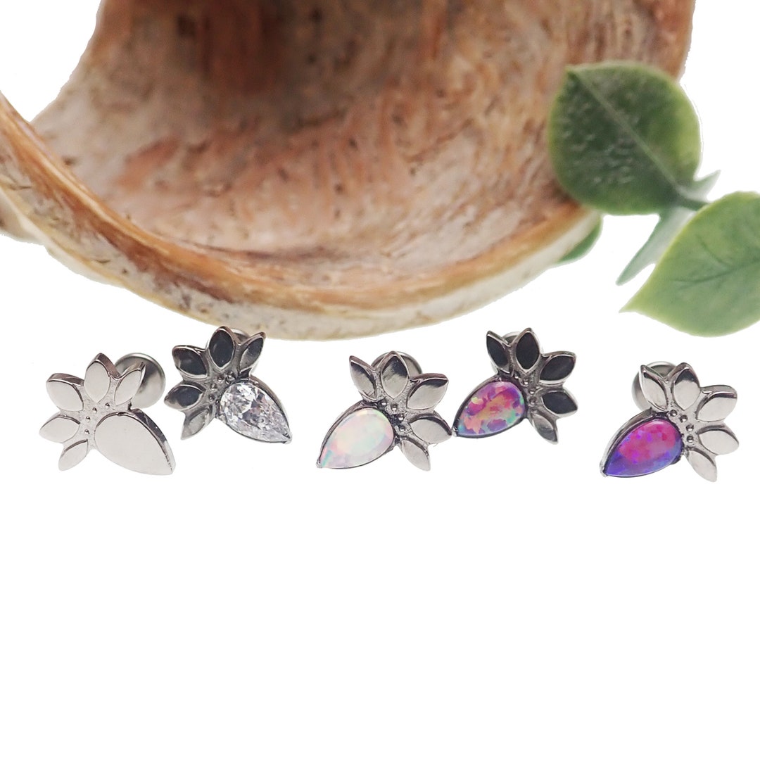 Lotus Desing, Titanium Push Fit Flatback Threadless Labret 20g, 18g ...
