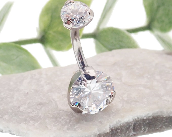 Invisible Clear Belly Button Bar Ring. Transparent in Colour Navel ...