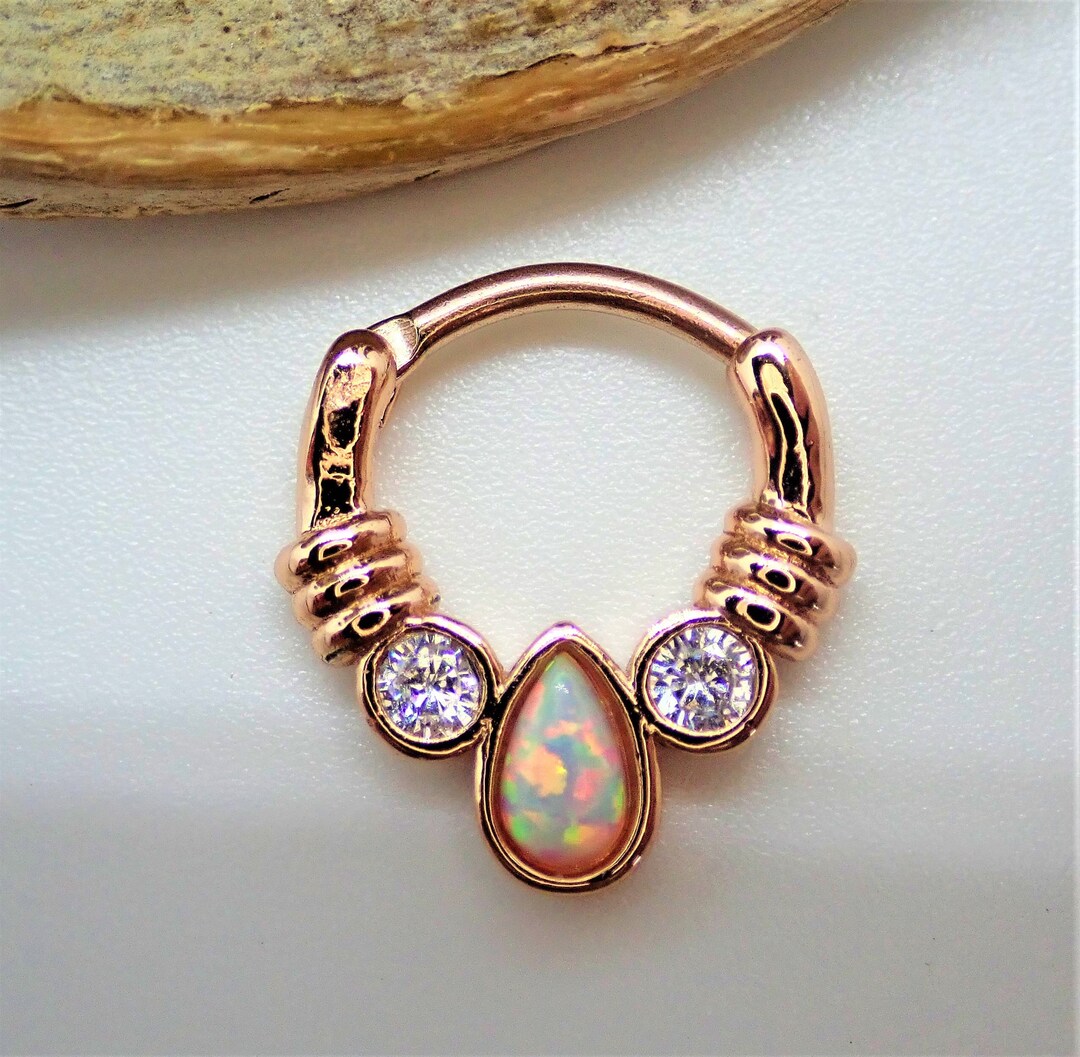 Anillo clicker de acero quirúrgico chapado en oro rosa IP de 8 mm, 16 g ...