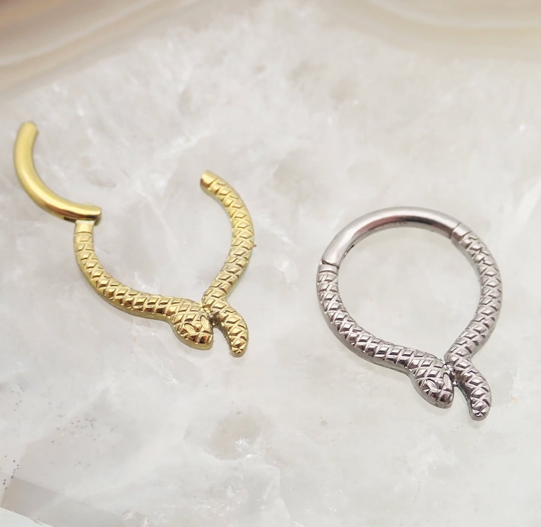 Titanium Etched Snake Implant Titanium 8mm Clicker 16g septum, Helix ...