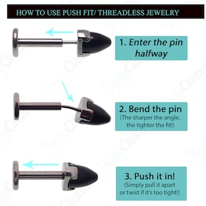 Implant Titanium Push in Threadless Nose Set ,L Bend Nose Stud ...