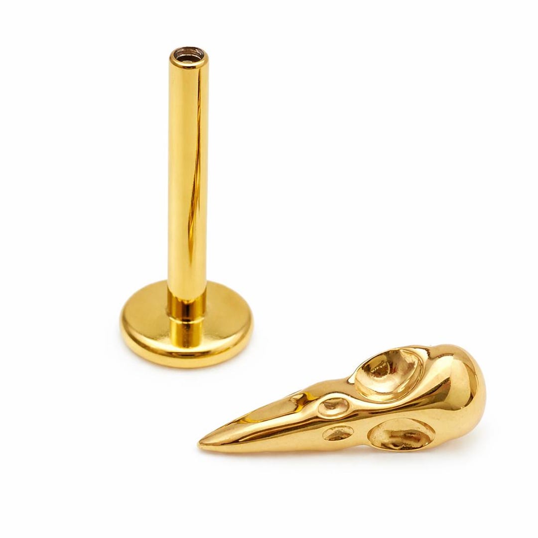 Raven Skull Titanium Flatback Piercing: Internally Threaded (18g, 16g ...