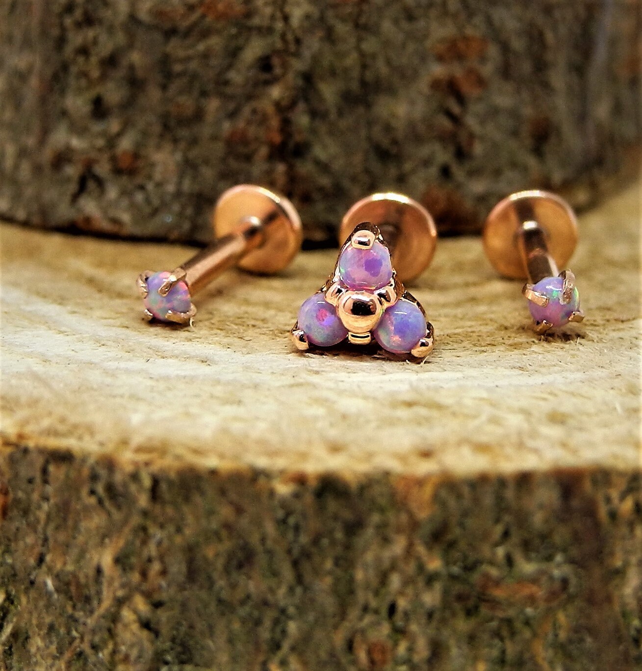 16g Opal Flower Triple Forward Helix, Tragus, Cartilage, Conch, 1/4 ...