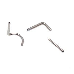 Implant Titanium Push in Threadless Nose Set ,L Bend Nose Stud ...