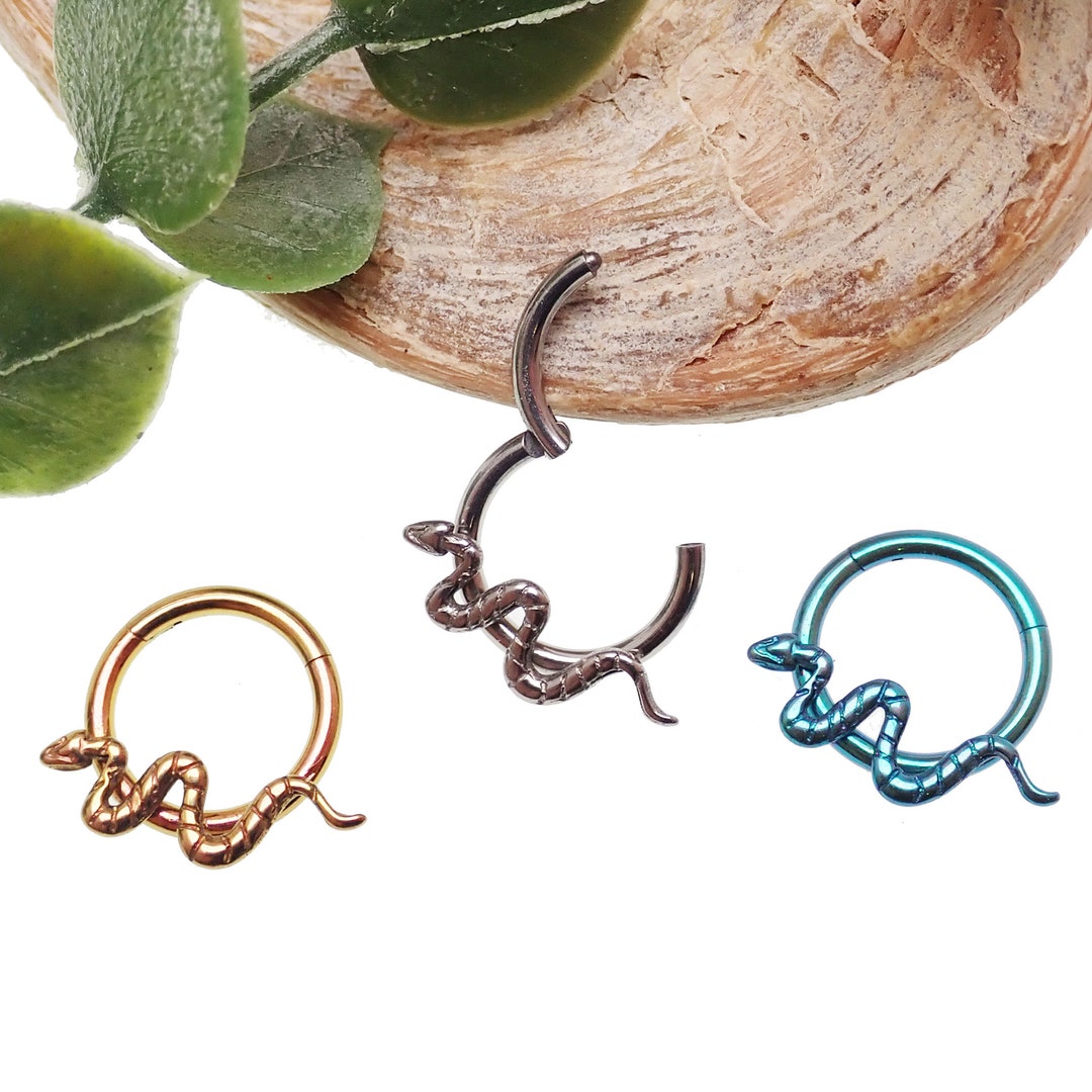 16g Titanium Snake Septum, Daith Hinged Clicker Piercing - Etsy
