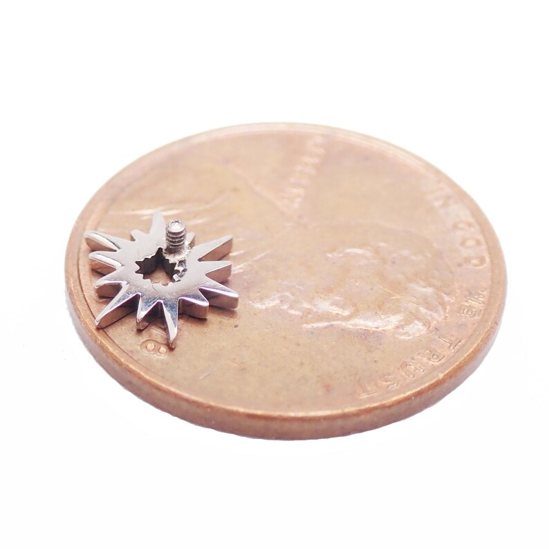 Starburst Implant Titanium Internally Threaded Flatback Piercing, 18g ...
