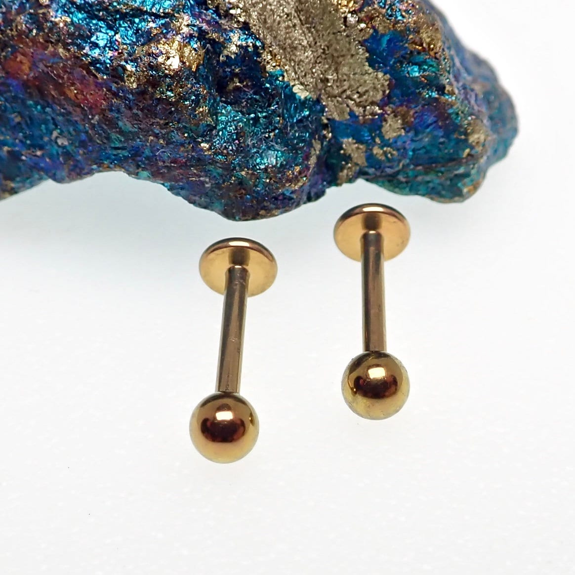 16g Gold Titanium Flatback Post Lip Ring Cartilage Helix | Etsy