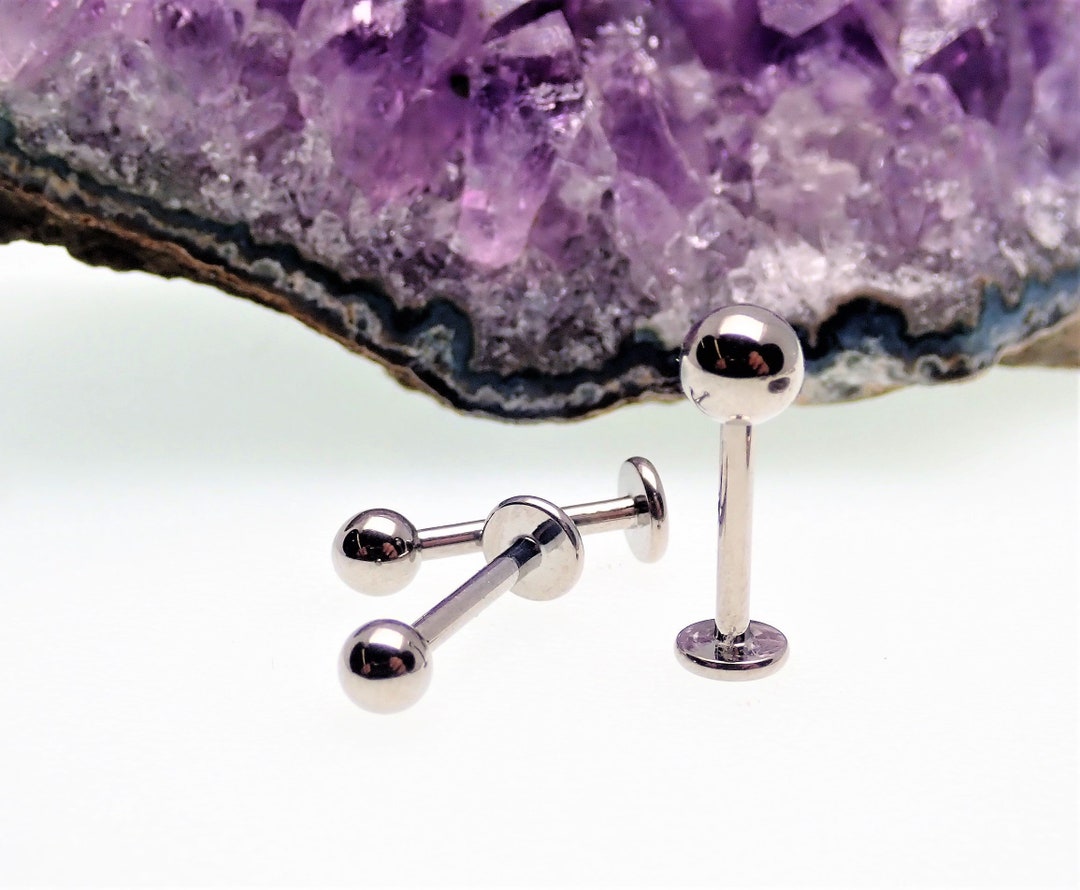 14g Implant Titanium Plain Ball Labret Flat Back Studs, Conch, Pinner ...