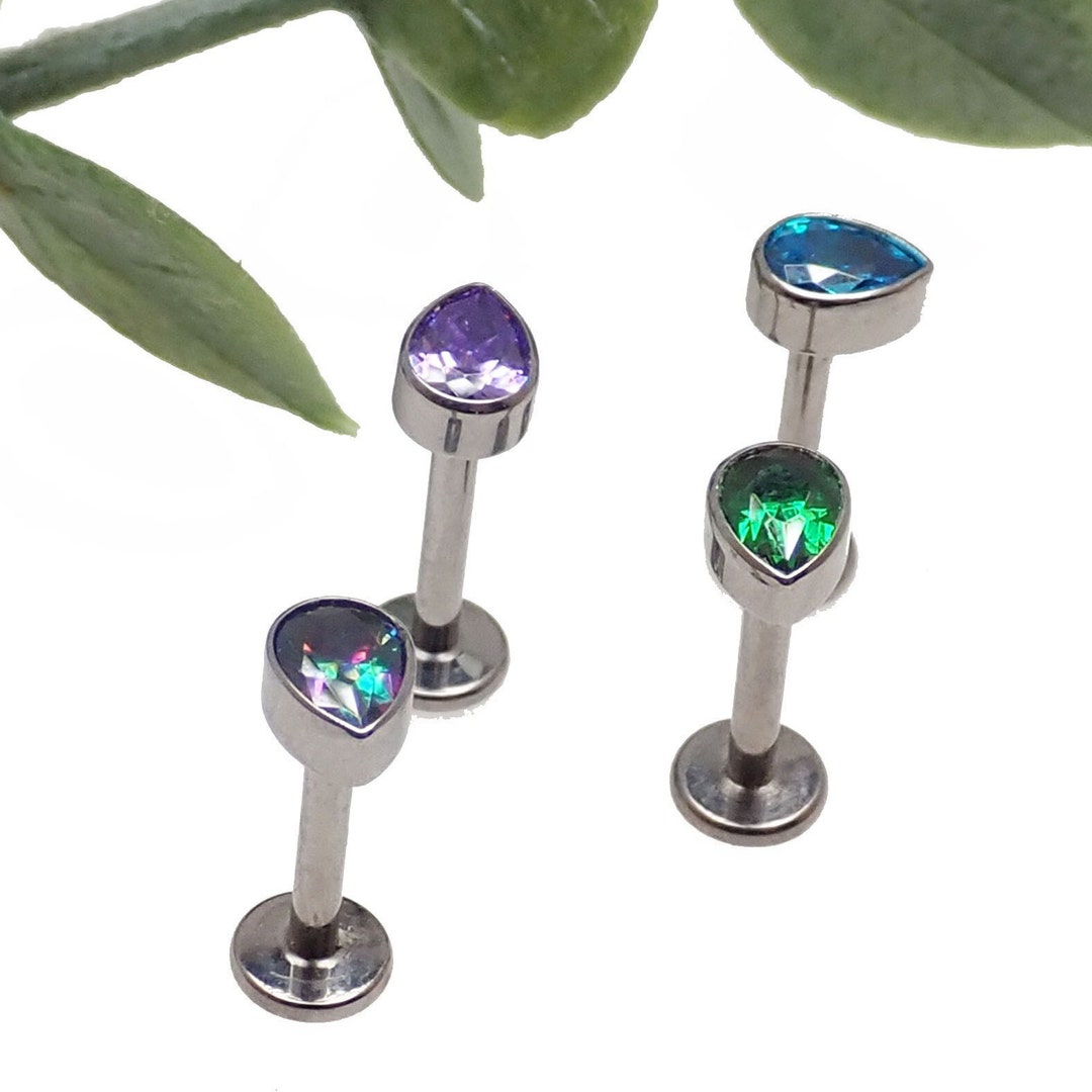Implant Titanium Internally Threaded CZ Teardrop , Flatback Piercing ...
