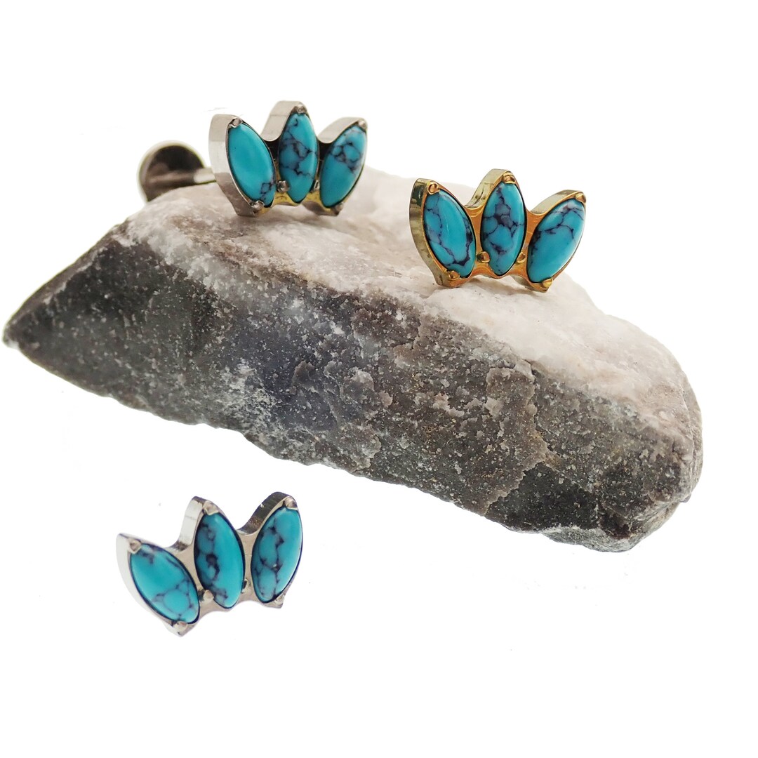 Implant Titanium Turquoise ,threadless Pin Push Fit Piercing, Petal ...