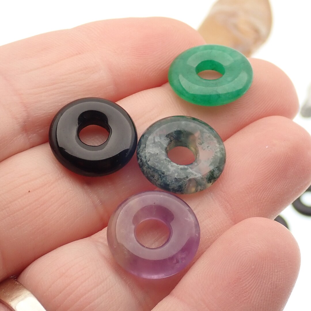 Moss Agate, Onyx, Amethyst , Jade Natural Stone Pendant Earring Disc ...