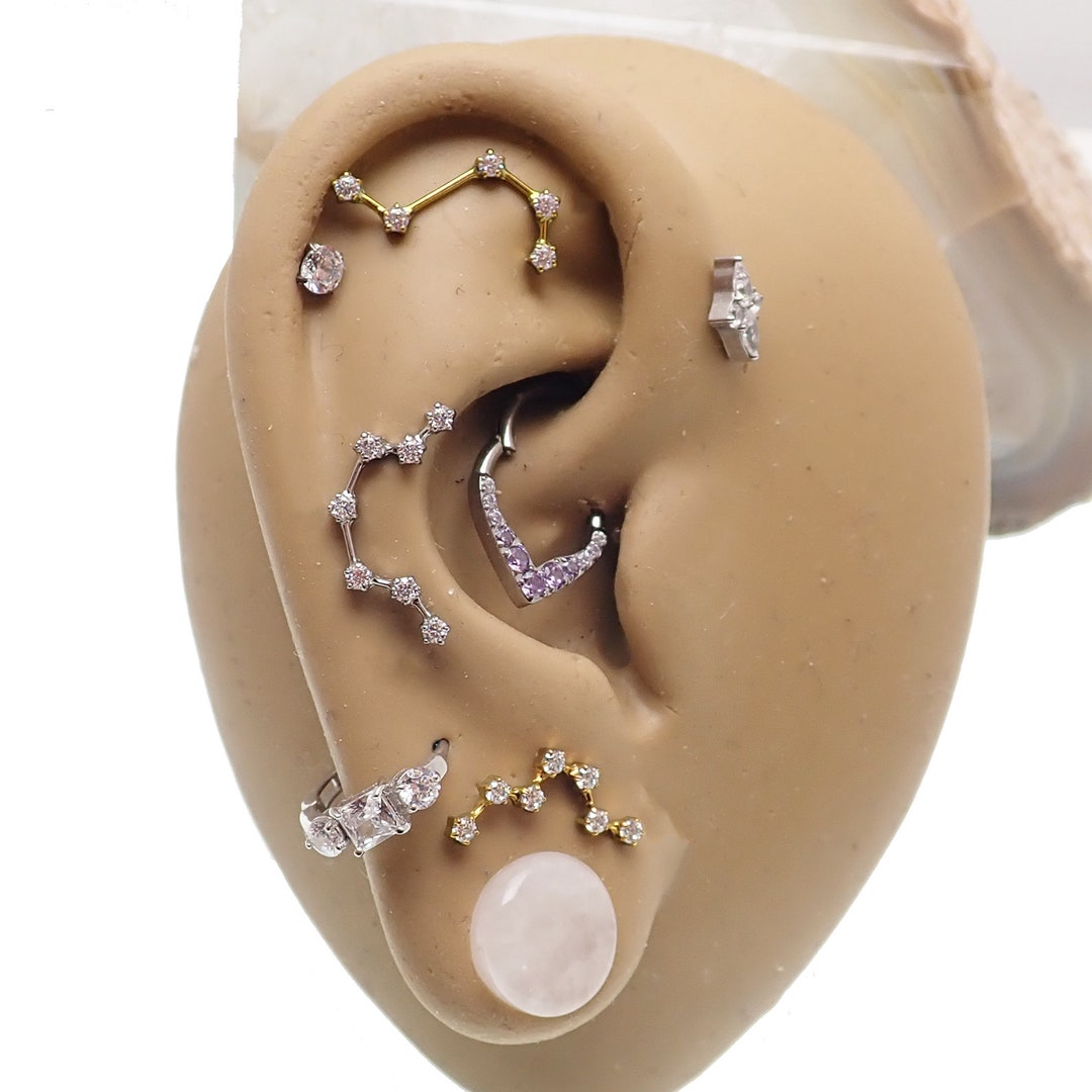 Zodiac Star Sign Implant Titanium Push Fit Threadless Constellation Flatback Stems (tragus ...