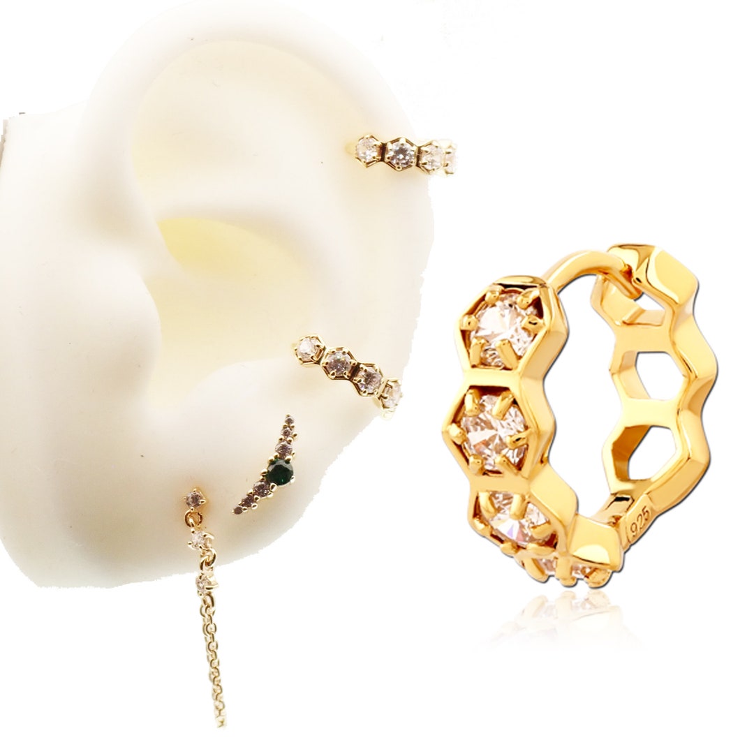 Sterling Silver Honeycomb Earring Clicker- Sold in Single or Pairs 16g ...