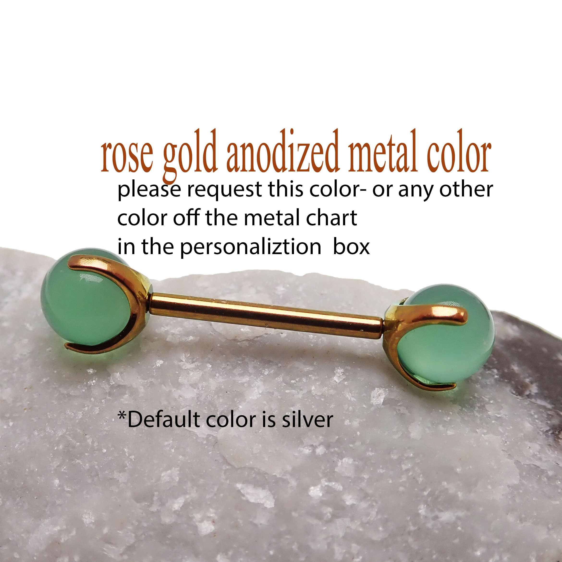 Real Jade 12g 14g Titanium Internally Threaded Claw Nipple Bar Rings ...