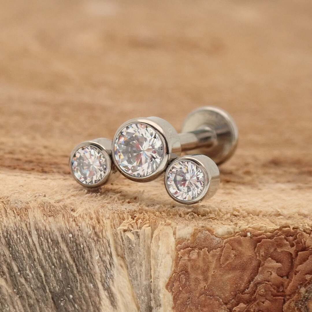 Implant Titanium CZ Cluster Push Fit Threadless Flatback Piercing ...