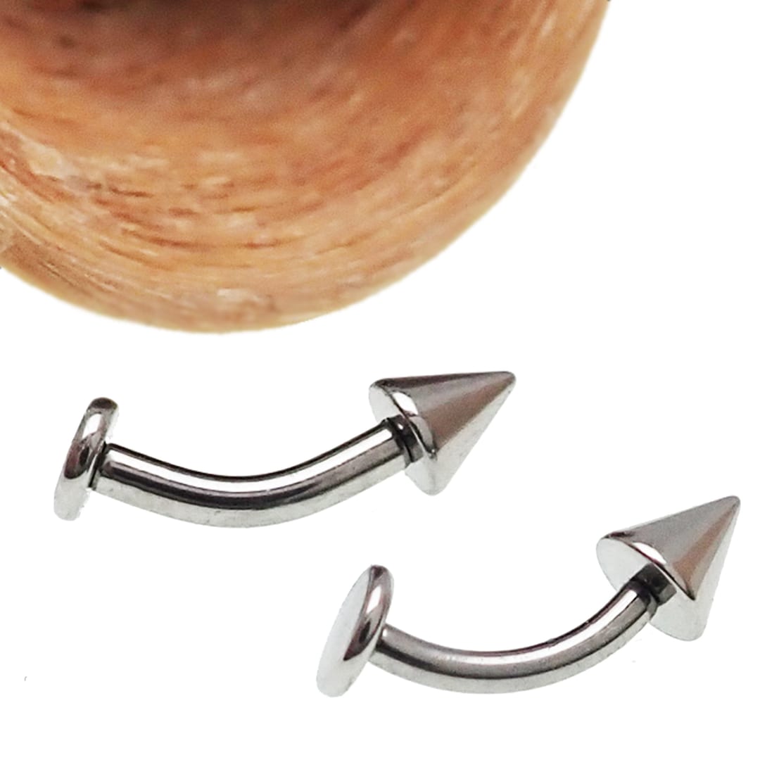 Implant Titanium Curve Spike and Disc Barbell 16g, 14g, Vertical Lip ...