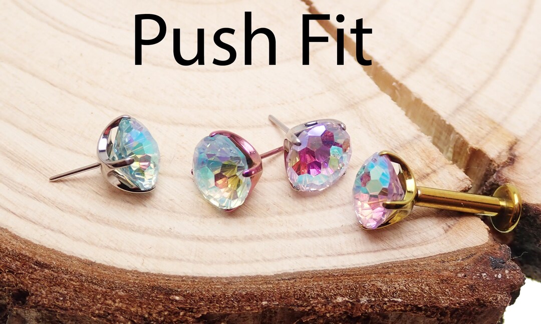 Implant Titanium Push Fit Mermaid 6mm CZ & Flatback, Helix, Cartilage ...