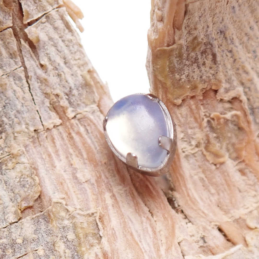 Titanium Lip, Ear Piercing, Natural Moonstone Teardrop Implant Titanium ...