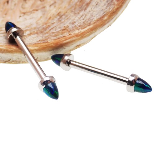14G Implant Grade Titanium Internally Threaded Blue Opal Ends - Etsy