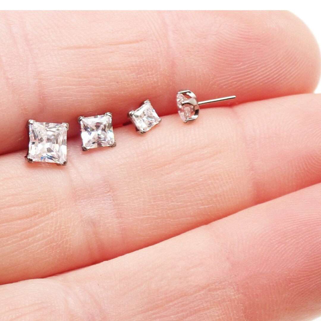 CZ Push Fit , Implant Titanium Flatback Piercing Lobes, Helix, Tragus ...