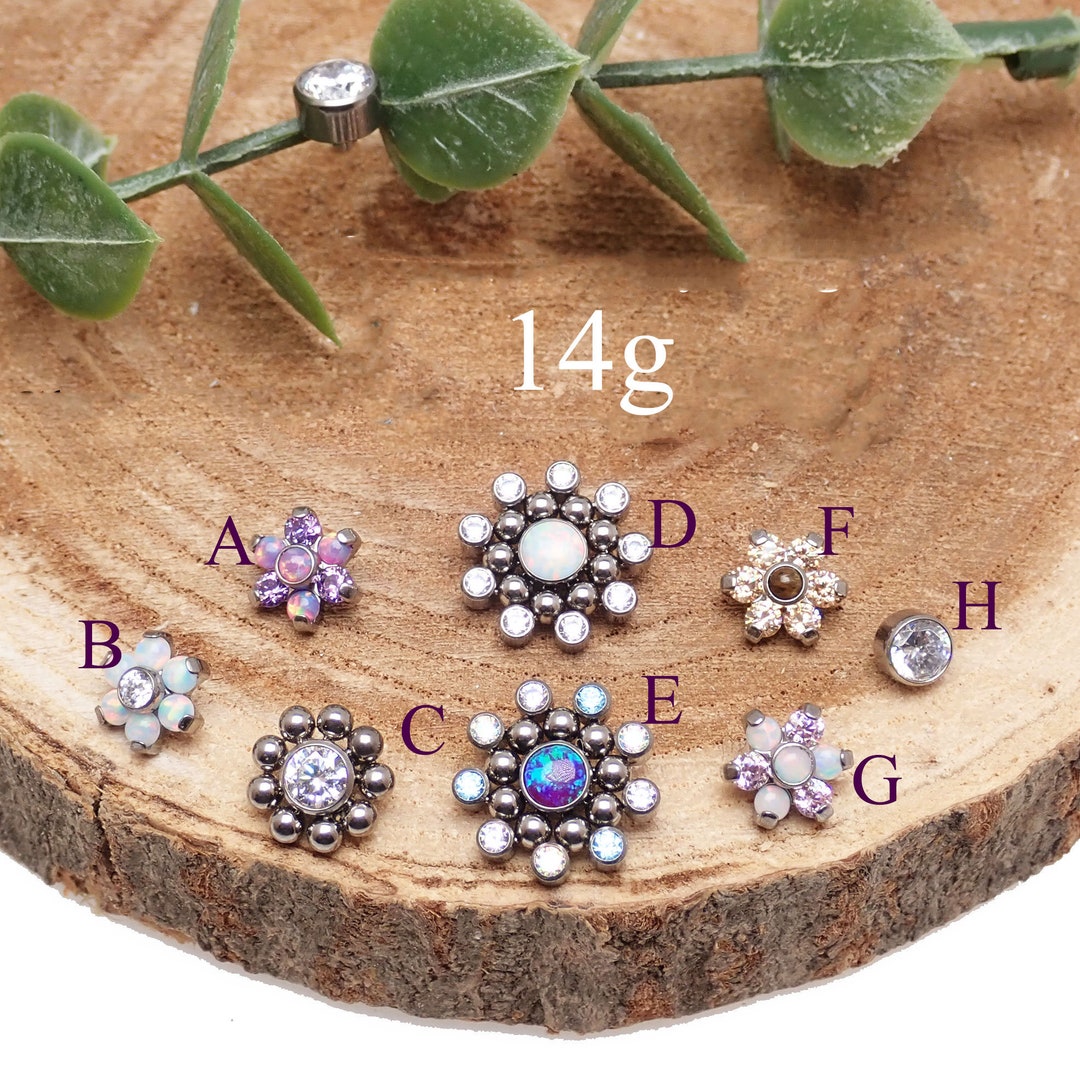 14g Dermal , Belly, Industrial, Attachment Top Ideal for 14g Piercings ...