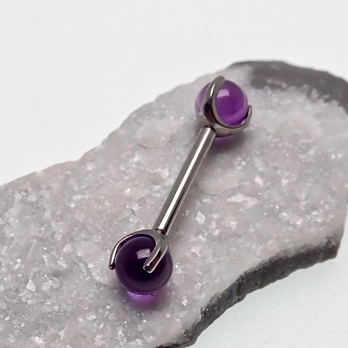 Real Jade 12g 14g Titanium Internally Threaded Claw Nipple Bar - Etsy