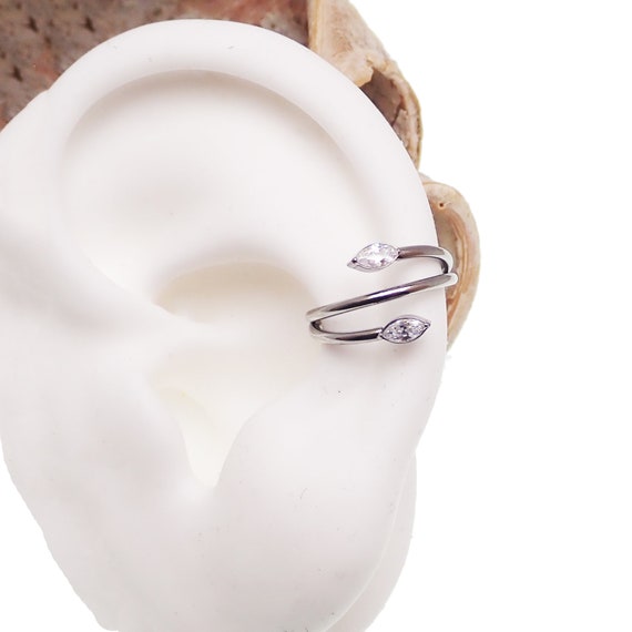 16g Vine Leaf Implant Titanium Hinged Clicker Cubic Zirconia - Etsy