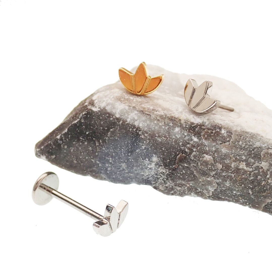 Tiny Lotus Flower Piercing Minimalist Implant Titanium Piercing, Mid ...