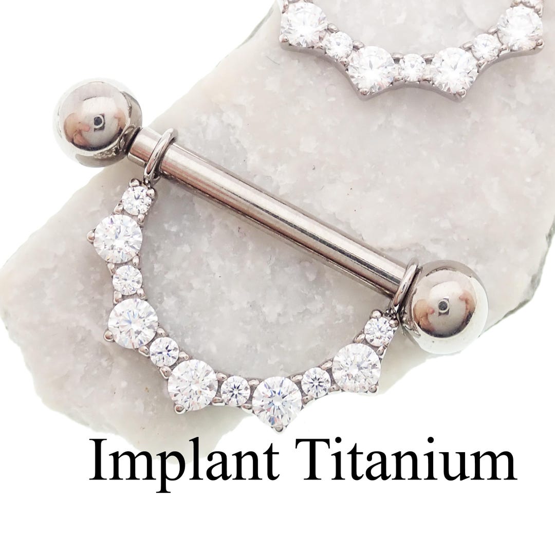 16g,14g or 12g Implant Titanium Cubic Zirconia Stone Shield Cluster ...