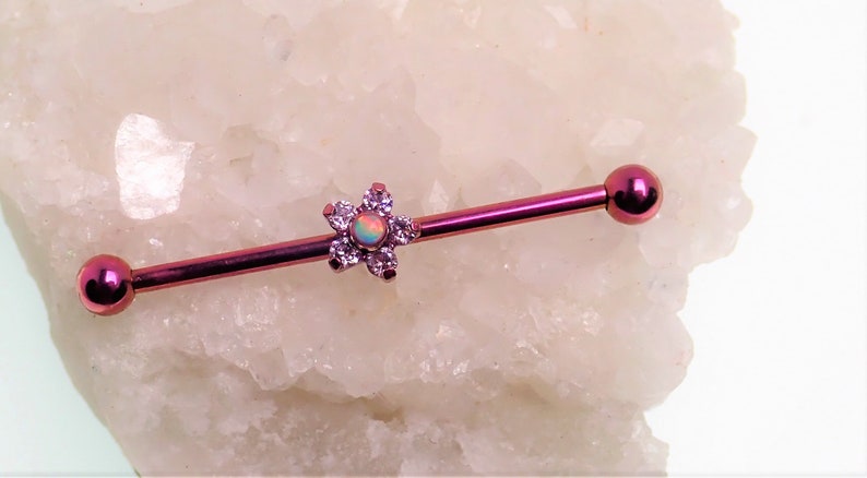 Pink anodized Implant Titanium Industrial Scaffold bar opal | Etsy