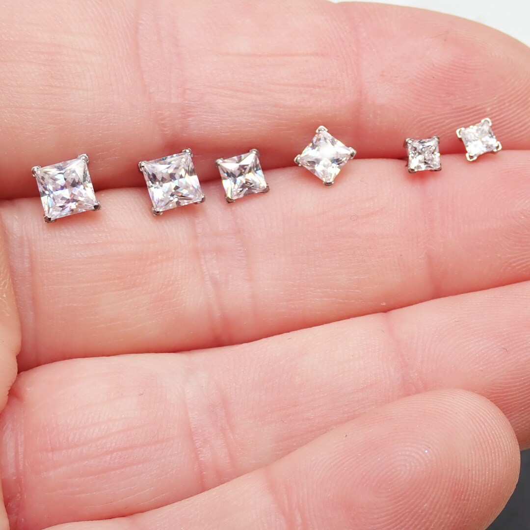 Implant Titanium Threadless Push Fit PAIR, Implant Titanium Flatback Earrings-no Stab Comfy ...