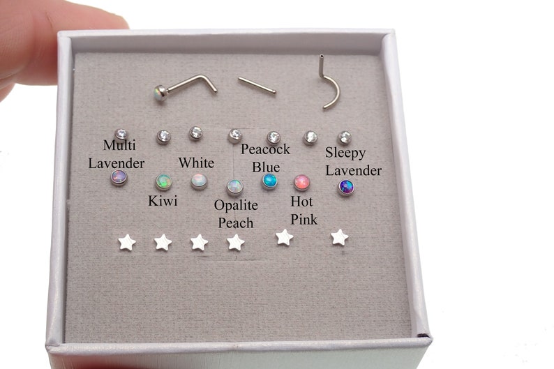 Implant Titanium Push in Threadless Nose Set ,L Bend Nose Stud ...